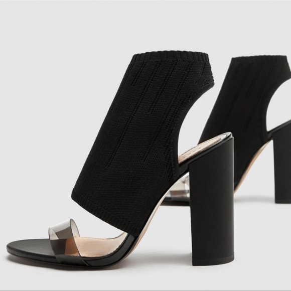 Zara | Shoes | Zara Stretch Knit Block Heel Sandals | Poshmark